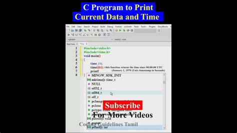c program to display current date and time c programming youtube