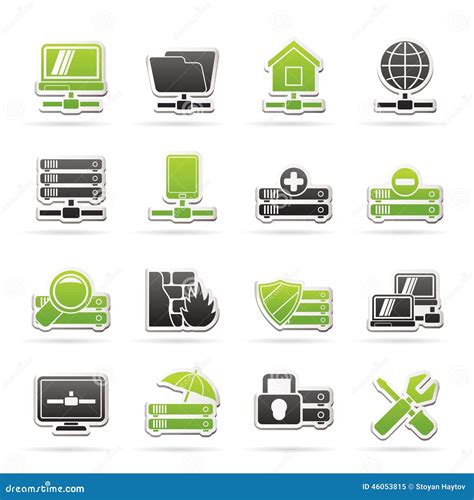 Server Hosting And Internet Icons Stock Vector Illustration Of