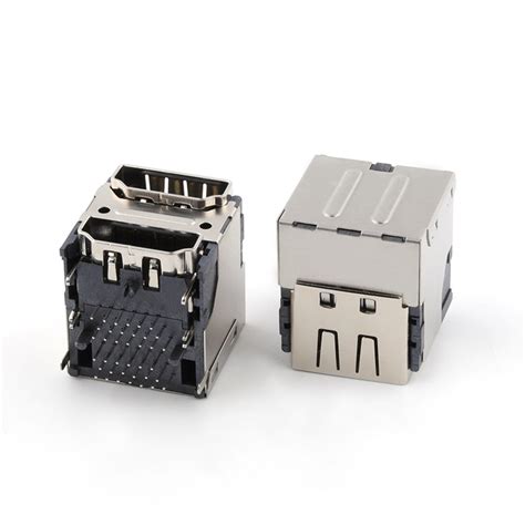 Right Angle Dip Type Dual High Definition Multimedia Interface Female Connector