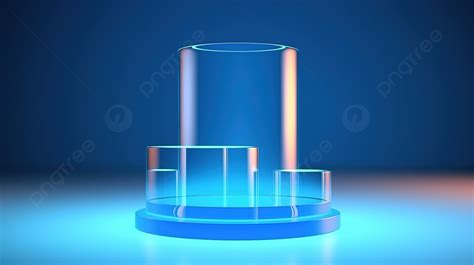 파란색 3d에서 유리 얹은 받침대 연단 추상 실린더 디자인 최소한의 장면 3d 스튜디오 장면 배경 배경 일러스트 및 사진 무료 다운로드 Pngtree