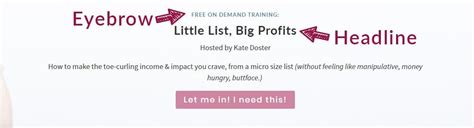 7 Landing Page Must Haves Headline And Eyebrow Example Kate Doster