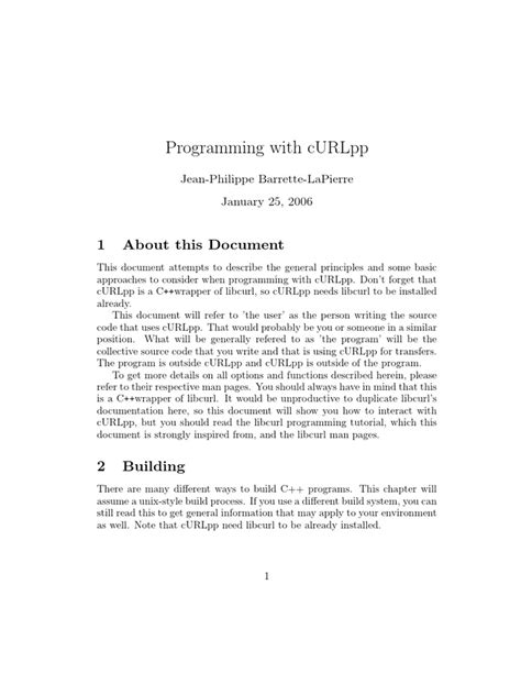 Programming With Curlpp 1 About This Document Pdf Library Computing Computer Program