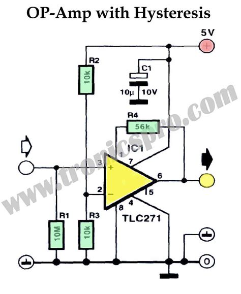 op amp with hysteresis circuit diagram tronicspro