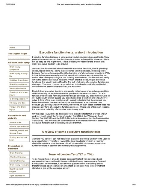 The Best Executive Function Tests A Critical Overview Pdf Executive Functions Reason