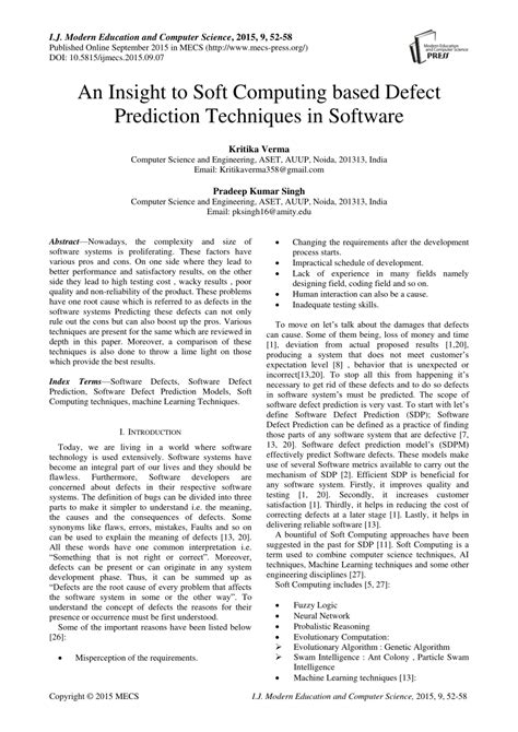 Pdf An Insight To Soft Computing Based Defect Prediction Techniques In Software