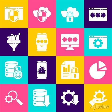 Set Hand Settings Gear Pie Chart Infographic Browser Cloud Wall Stickers Gear Protect