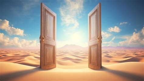 Premium Photo Opened Door In Desert Background Startup Concept