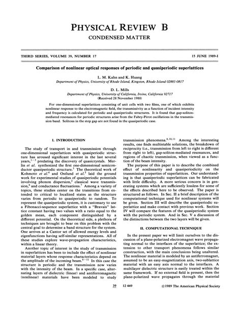 Pdf Comparison Of Nonlinear Optical Responses Of Periodic And Quasiperiodic Superlattices