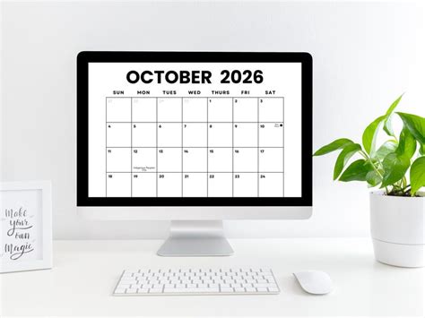 October 2026 Minimalist Calendar Us Holidays And Moon Cycles Pdf Etsy