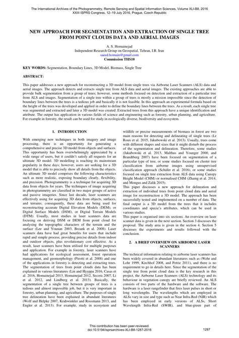 Pdf New Approach For Segmentation And Extraction Of Single Tree From Point Clouds Data And