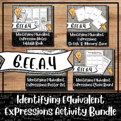 6eea4 Equivalent Expressions Bundle Notes Posters Game And Choice