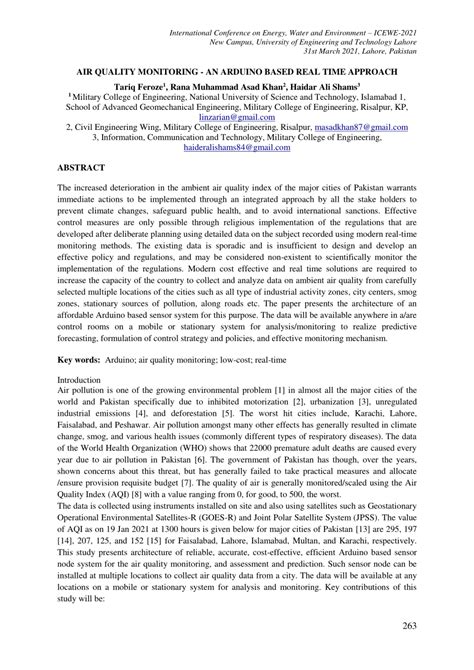 PDF AIR QUALITY MONITORING AN ARDUINO BASED REAL TIME APPROACH