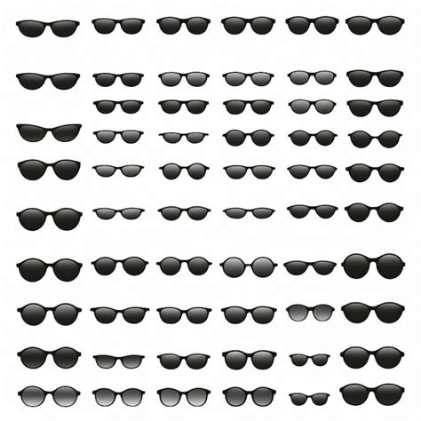 A Collection Of Sunglasses That Are Lined Up Premium Ai Generated Vector