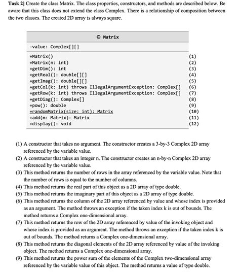 Solved Task 2 Create The Class Matrix The Class