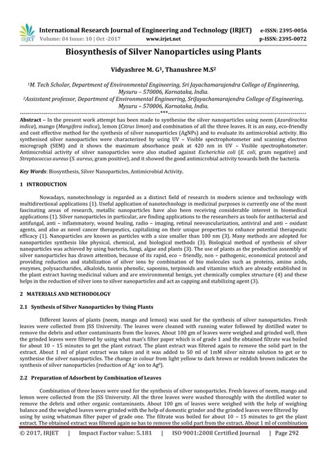 Biosynthesis Of Silver Nanoparticles Using Plants Pdf Gardening Home And Garden