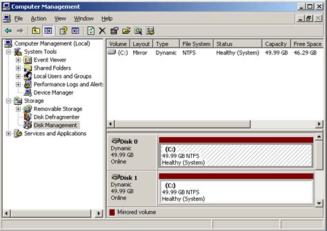 implementing raid1 on windows server 2003