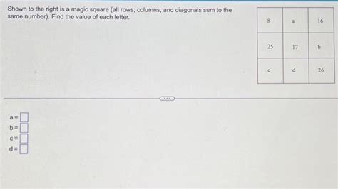 Solved Shown To The Right Is A Magic Square All Rows