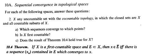 Solved 10a Sequential Convergence In Topological Spaces For
