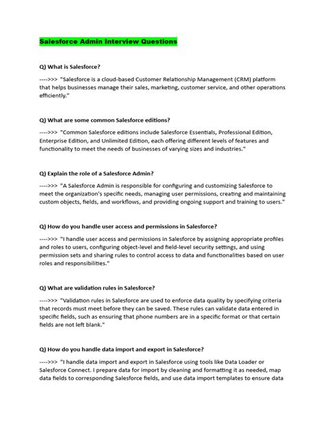 Salesforce Admin Interview Questions Pdf Information Security
