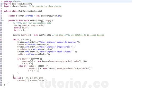 POO Java Aplicacion Clase Cuenta Tutorias Co