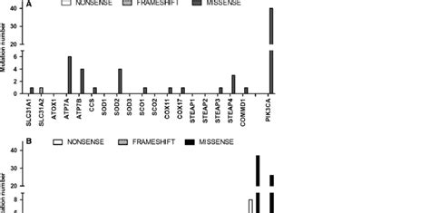 A B Number Of Somatic Point Mutations Nonsense Frameshift And