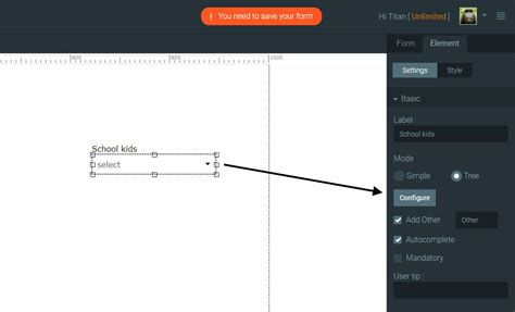 dropdown with hierarchy