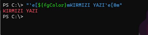 PowerShell Deki Ozel Gizli Karakterler Escape TowerShell