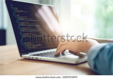 Close Woman Hands Coding Html Programming Stock Photo Shutterstock