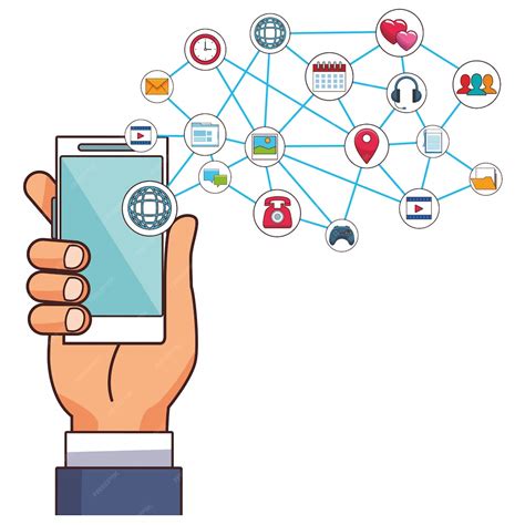 Tecnología De Dibujos Animados De Teléfonos Inteligentes Vector Premium
