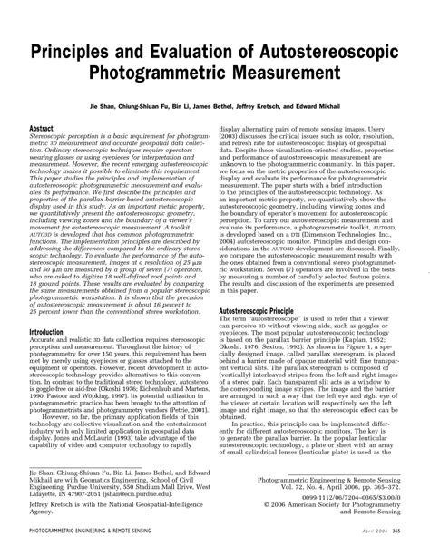 Pdf Principles And Evaluation Of Autostereoscopic Photogrammetric Measurement