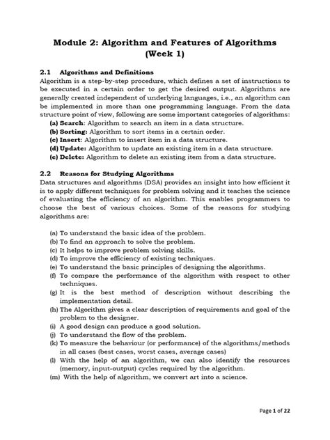 Understanding Algorithms And Their Features Pdf Algorithms