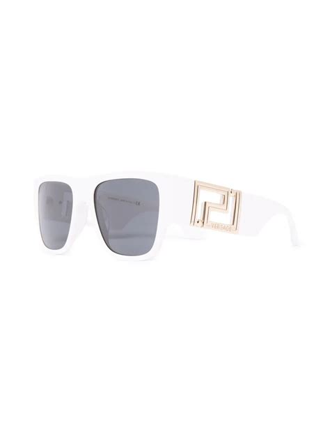 Versace Eyewear Greca Square Frame Sunglasses White Farfetch