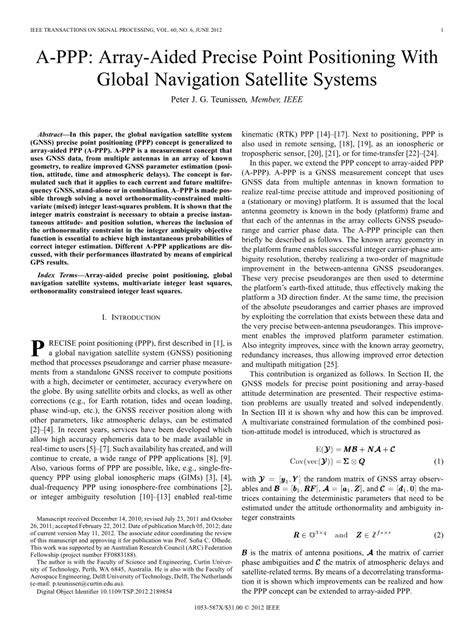 Pdf A Ppp Array Aided Precise Point Positioning With Global Navigation Satellite Systems