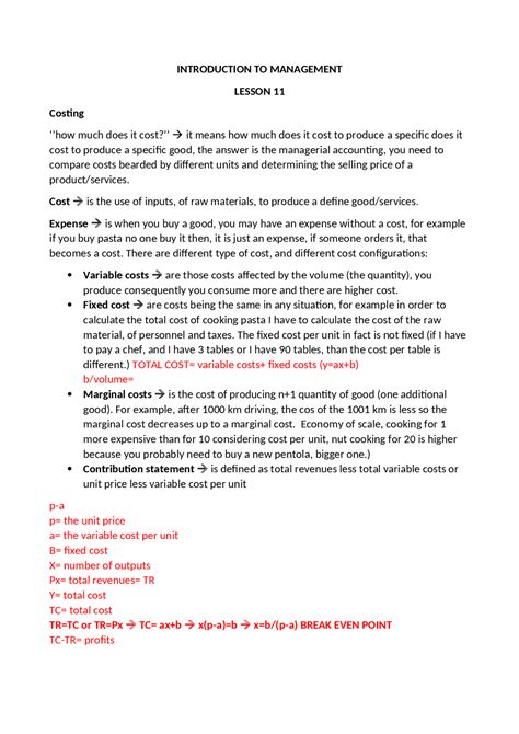 Introduction To Management Docsity