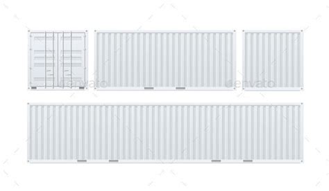 White Shipping Containers Set Of 3d Vectors