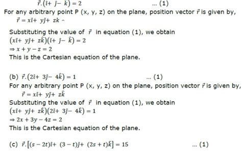 Find The Cartesian Equation Of The Following Planes A Vector R I J K 2 B Vector R 2i 3j 4k