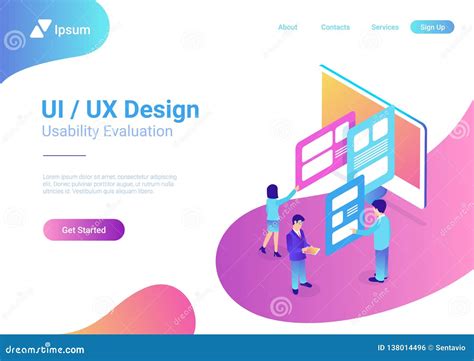 Isometric Style Illustration Ui Ux Design People Teamwork Stock Vector Illustration Of Window