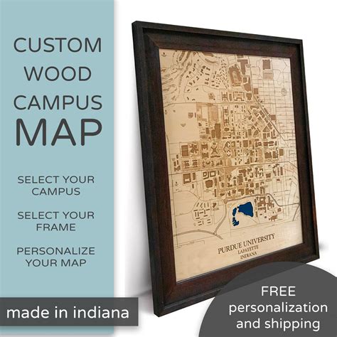 custom wood campus map university map college map custom college map