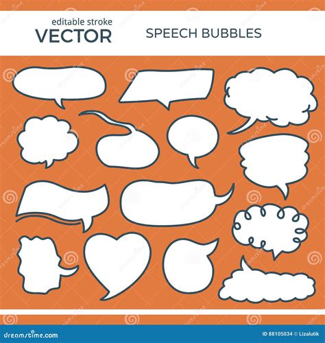 Sketched Speech Bubbles With Editable Stroke Stock Vector Illustration Of Communication