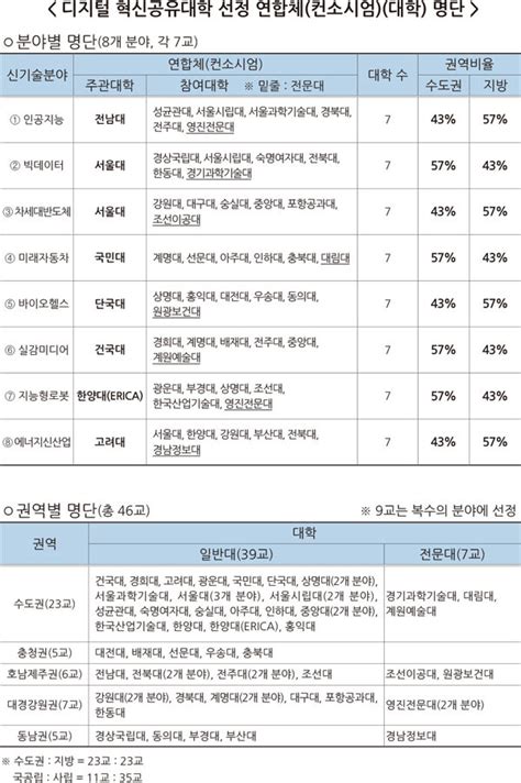 디지털 혁신공유대학 개 연합체 선정 개 대학 사업 수행