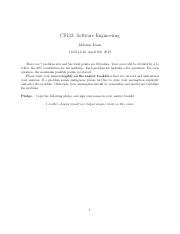 Midterm Spring19 Ans Pdf CS132 Software Engineering Midterm Exam 13 00 14 40 April 8th 2019