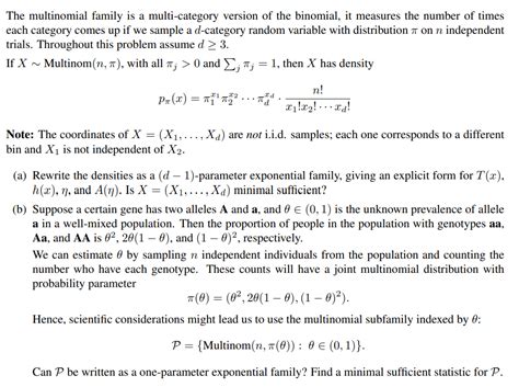 The Multinomial Family Is A Multi Category Version Of Chegg Com