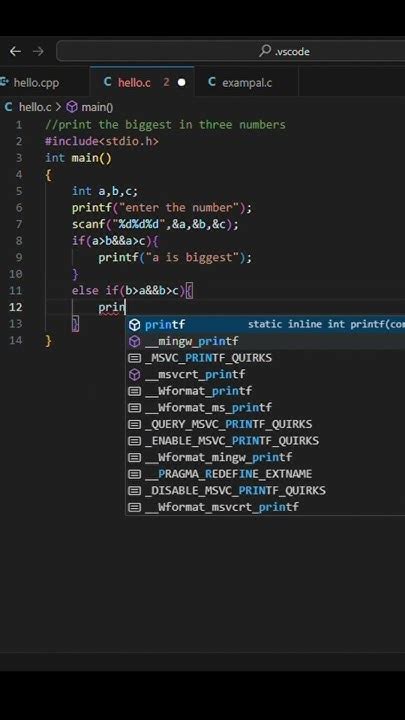How To Print The Biggest In Three Numbers In C Language C Coding Programming Vscode Code