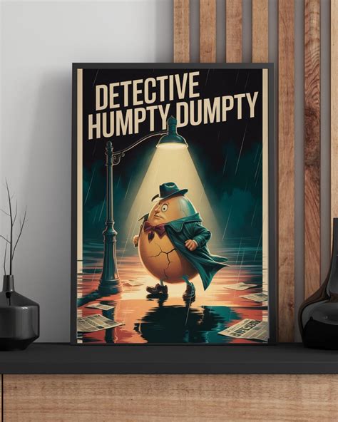 Detective Humpty Dumpty Poster Noir Egg Character Wall Art Funny