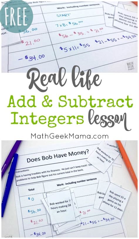 {free} Add And Subtract Integers Real Life Lesson Math Geek Mama