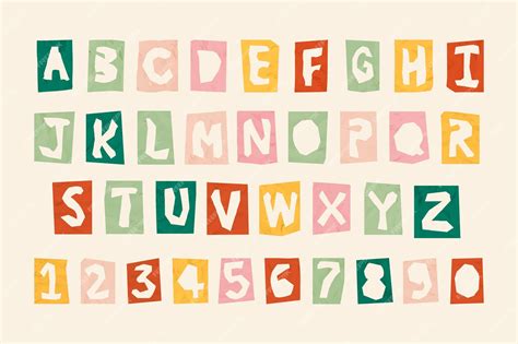 숫자와 알파벳 타이포그래피 세트 무료 벡터