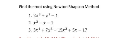 solved find the root using newton rhapson