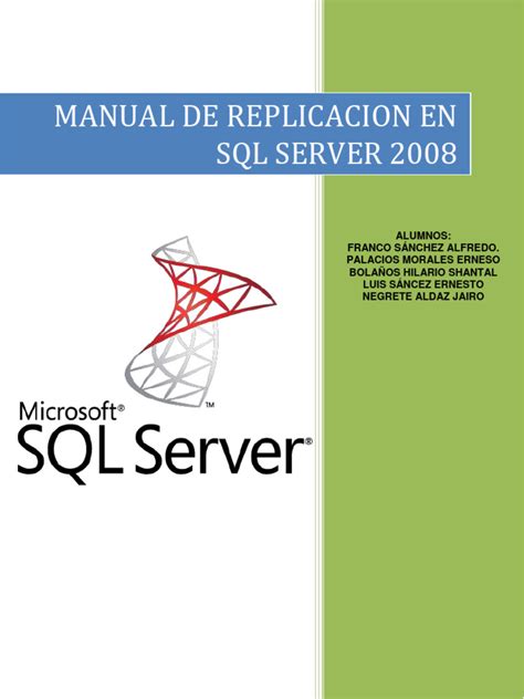 Manual De Replicacion En Sql Server Pdf Servidor Sql De Microsoft Servidor Computación