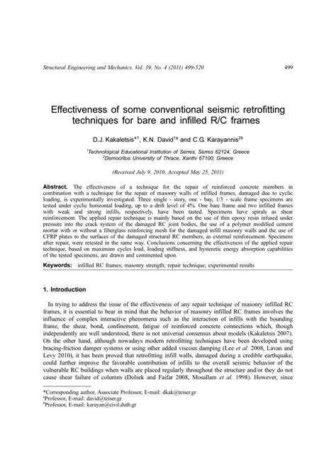Pdf Effectiveness Of Some Conventional Seismic Retrofitting Techniques For Bare And Infilled R