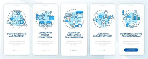 Top Challenges In Business Strategy Blue Screen Onboarding Mobile App